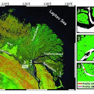 Selected Region Of The Lena River Delta Showing The Deep Parts Of The Download Scientific