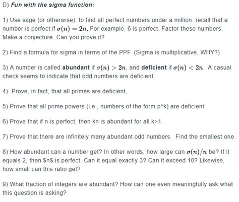 D Fun With The Sigma Function 1 Use Sage Or
