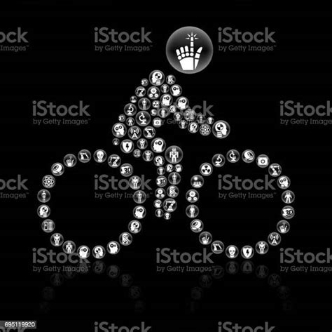 Stick Figure Sur Bicyclette Robots Et Robotique Vector Noir Bouton