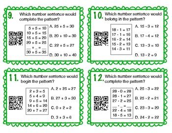 Number Sentence Pattern Task Cards With QR Codes TpT