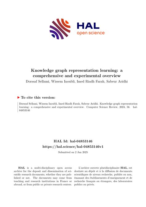 PDF Knowledge Graph Representation Learning A Comprehensive And Experimental Overview