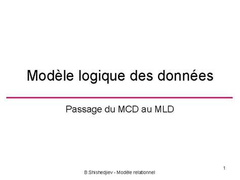 Modle Logique Des Donnes Passage Du MCD Au
