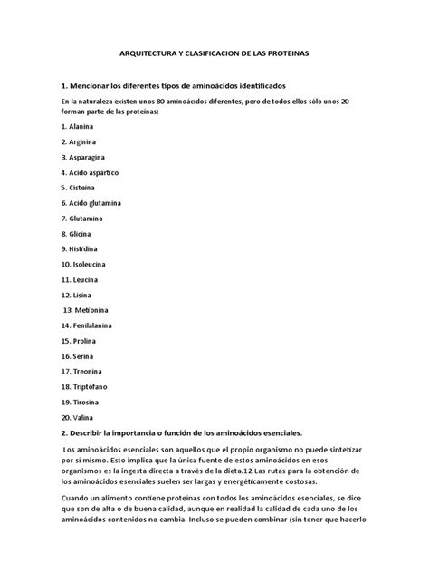 Arquitectura Y Clasificacion De Las Proteinas Pdf Péptido Aminoácidos