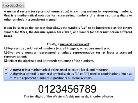 Numeral Systems Numeral System Positional Systems Decimal Binary
