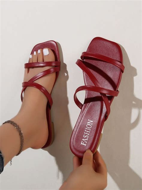 Minimalist Cross Strap Slide Sandals Sandals Women Shoes Block Heels Sandal