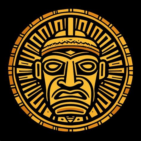 Premium Vector Reminiscing Icons Faces Of The Ancient Aztec