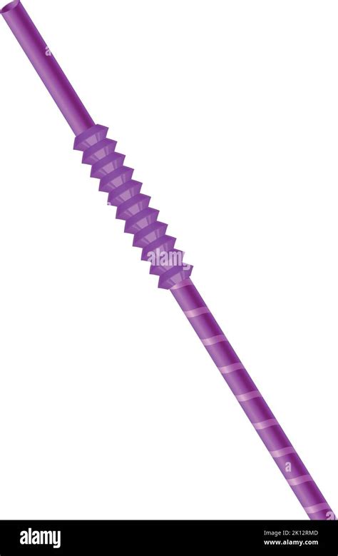 Purple Cocktail Straw Realistic Plastic Disposable Mockup Stock Vector