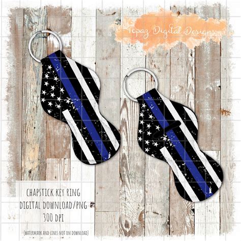 Digital Download Only Lip Balm Keyring Design Thin Blue Line Etsy