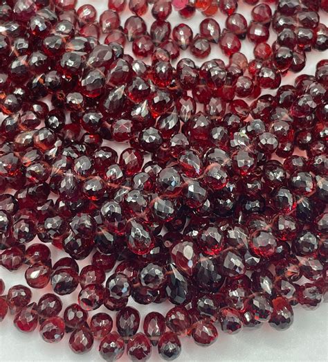 Garnet Faceted Tear Drop Etsy