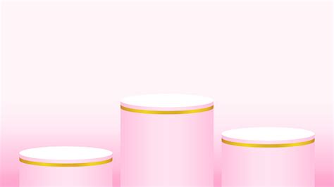 화장품 쇼케이스용 핑크 받침대 실린더 서클 3단계 포디움 서클 스테이지 핑크 파스텔 소프트 컬러 광고 복사 공간 플랫폼 3단계