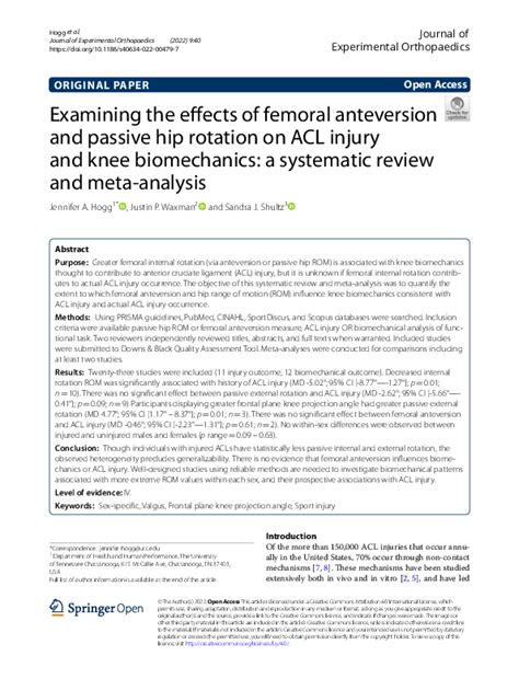 Pdf Examining The Effects Of Femoral Anteversion And Passive Hip