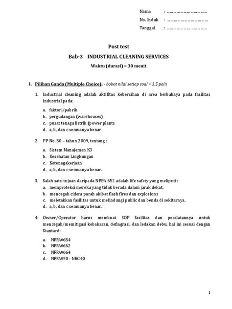 Bab 3 Post Test Soal 20 Nov 2021 Pdf
