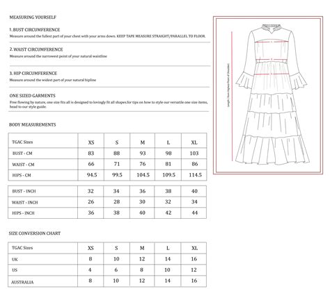 Size Guide Getaway Clothing Tgac