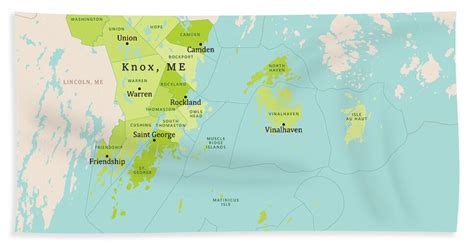 Me Knox Vector Map Green Beach Sheet By Frank Ramspott Pixels
