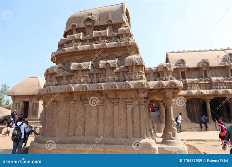 Pancha Rathas At Mahabalipuram In Tamil Nadu India Editorial Stock Image Image Of Bengal