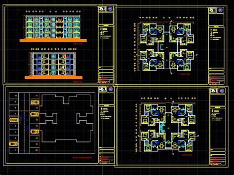 4 Story Apartment Structural And Architectural In Dwg 726 17 Kb Cad Library