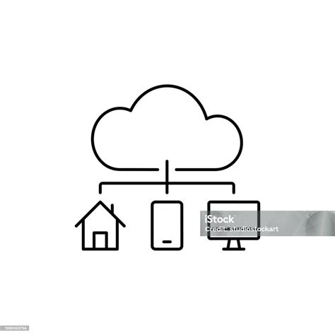 클라우드 컴퓨팅 개념이 있는 스마트 홈 라인 아이콘 편집 가능한 스트로크 0명에 대한 스톡 벡터 아트 및 기타 이미지 0명 가정 생활 감시 Istock