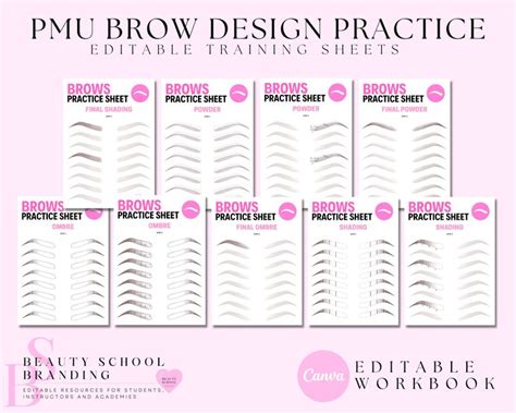 Editable Microshading Practice Sheets Microblading Training Forms