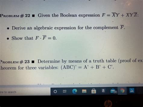 Solved Problem 22 Given The Boolean Expression F Xy