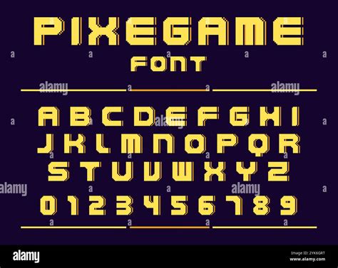 Pixel Game Font Retro Computer Graphic Style Alphabet 8 Bit Arcade Play Design Letters And