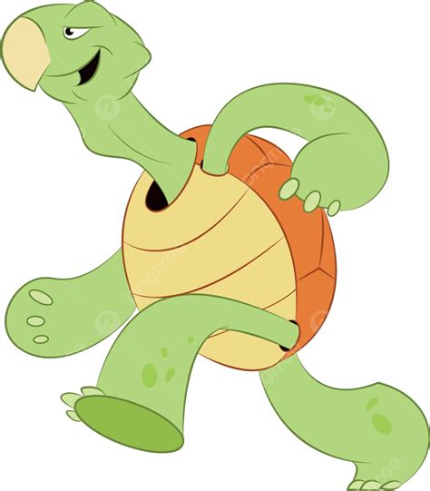 Running Turtle Caricature Race Smiling Vector Caricature Race