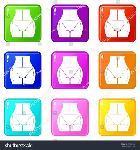 Female Buttocks Prepared Plastic Surgery Icons Stock Illustration 691141996