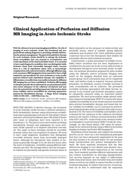 Magnetic Resonance Imaging 1999 Ueda Clinical Application Of Perfusion And Diffusion Mr