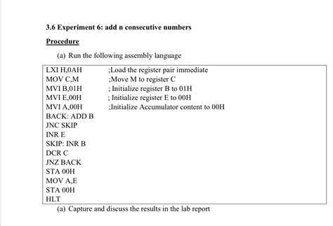 3 6 experiment 6 add n consecutive numbers procedure