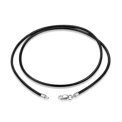 Goxogenuine Black Leather Necklace Cord For Women Men Sterling Silver