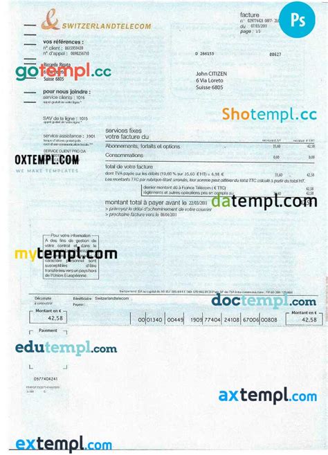 Switzerland Telecom Utility Bill Psd Download Template By Intempl