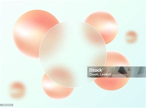 ガラスモーフィズムの効果白い背景に透明なすりガラスと3d球体で作られたガラスの透明なバナー 3dのベクターアート素材や画像を多数ご用意
