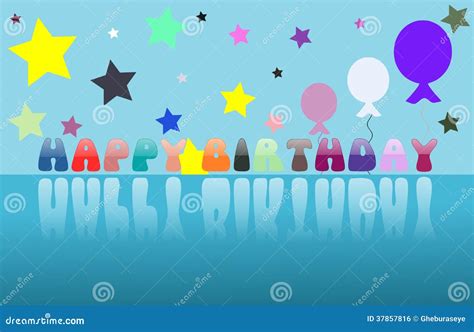 Colorful Happy Birthday Greeting Card With Balloons Stock Illustration