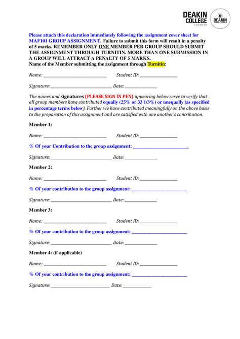 Maf101 Group Declaration Form Please Attach This Declaration