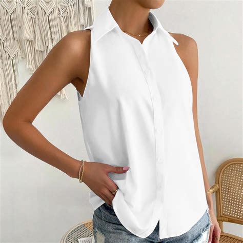 Cacommark Pi Sale Womens Sleeveless Button Down Shirts Blouses Summer