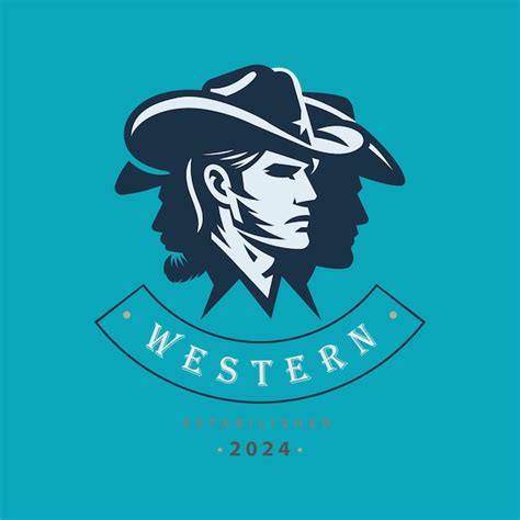 Plantilla de diseño de logotipo de silueta de cabeza occidental de vaquero para marca o empresa