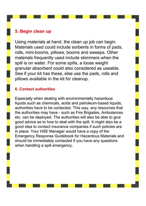 Spill Response Guide For Spill Kits Pdf