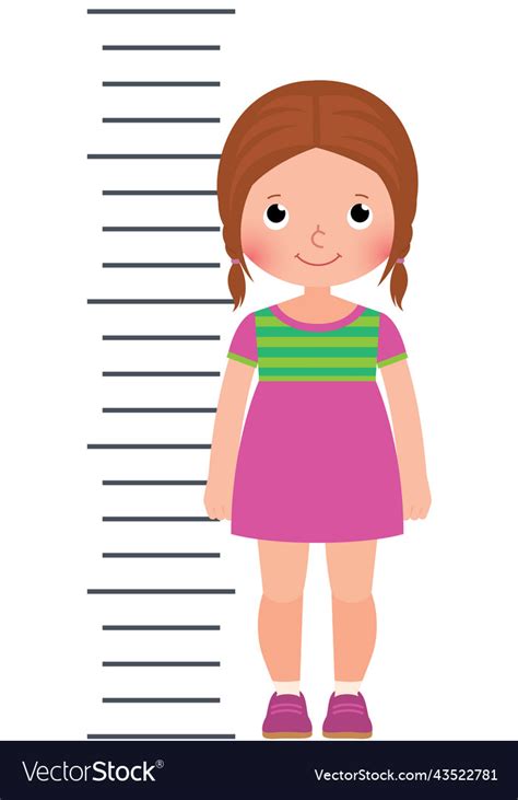 Little Cute Girl Measuring Height Royalty Free Vector Image