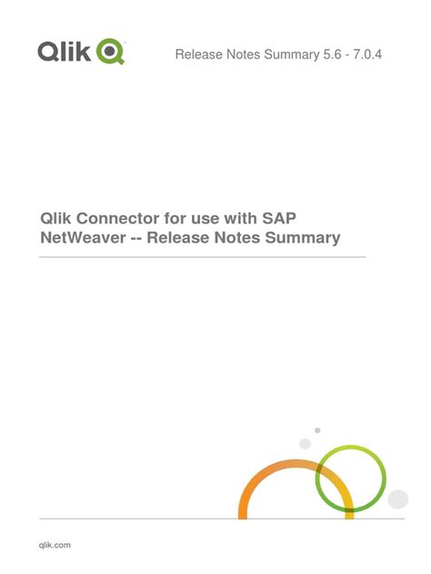 Qlik Connector For Sap Release Notes Summary 56 704 Pdf