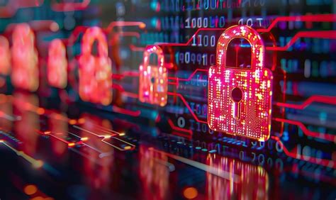 premium photo holographic padlock amidst data streams and binary code