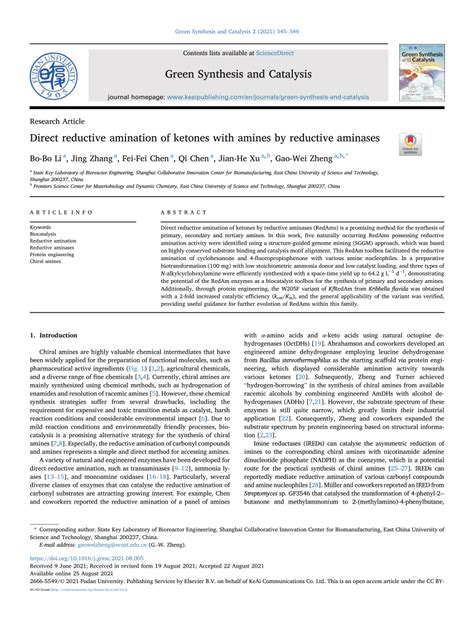 Pdf Direct Reductive Amination Of Ketones With Amines By Reductive