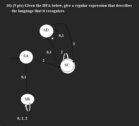 Solved 10 5 Pts Given The Dfa Below Give A Regular