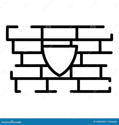 Shield Firewall Icon Outline Style Stock Vector Illustration Of Line Arms 150828454