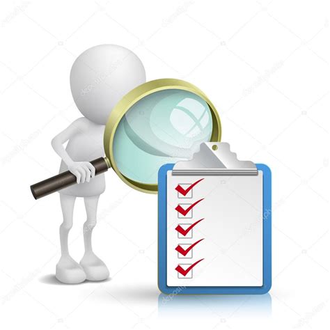 3d Person Watching A Clipping Note Pad And Check List With A Mag Stock