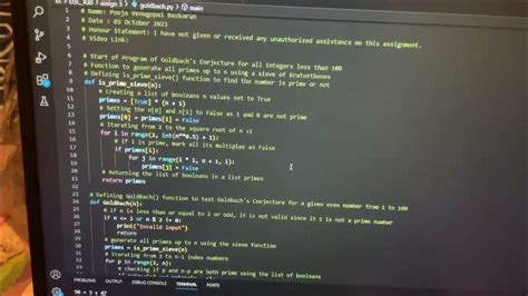 Goldbachs Conjecture Python Program Youtube