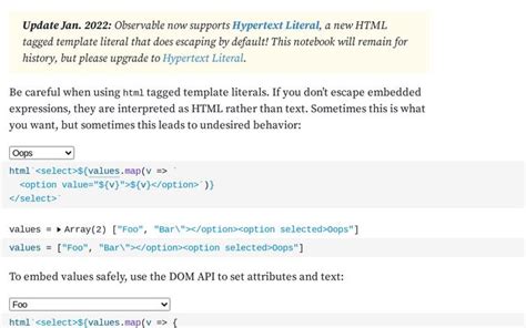 Escaping HTML Mike Bostock Observable