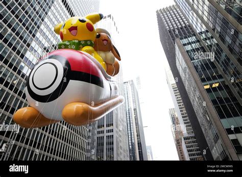 The Pikachu And Eevee Balloon Floats In The Macys Thanksgiving Day