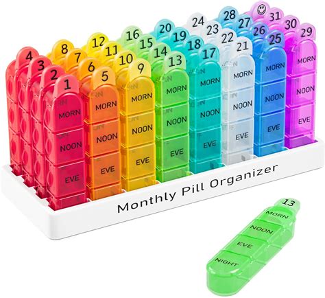 Caidre Monthly Pill Organizer 4 Times A Day One Month Pill