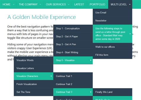 Golden Menu Responsive Flat Dropdown Menu By Elflaire Codecanyon