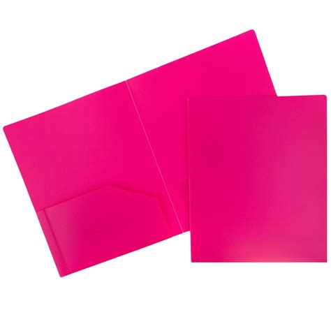 Jam Heavy Duty Plastic Two Pocket Presentation Folders Fuchsia Pink