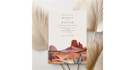 Boho Watercolor Desert Wedding Invitation Zazzle